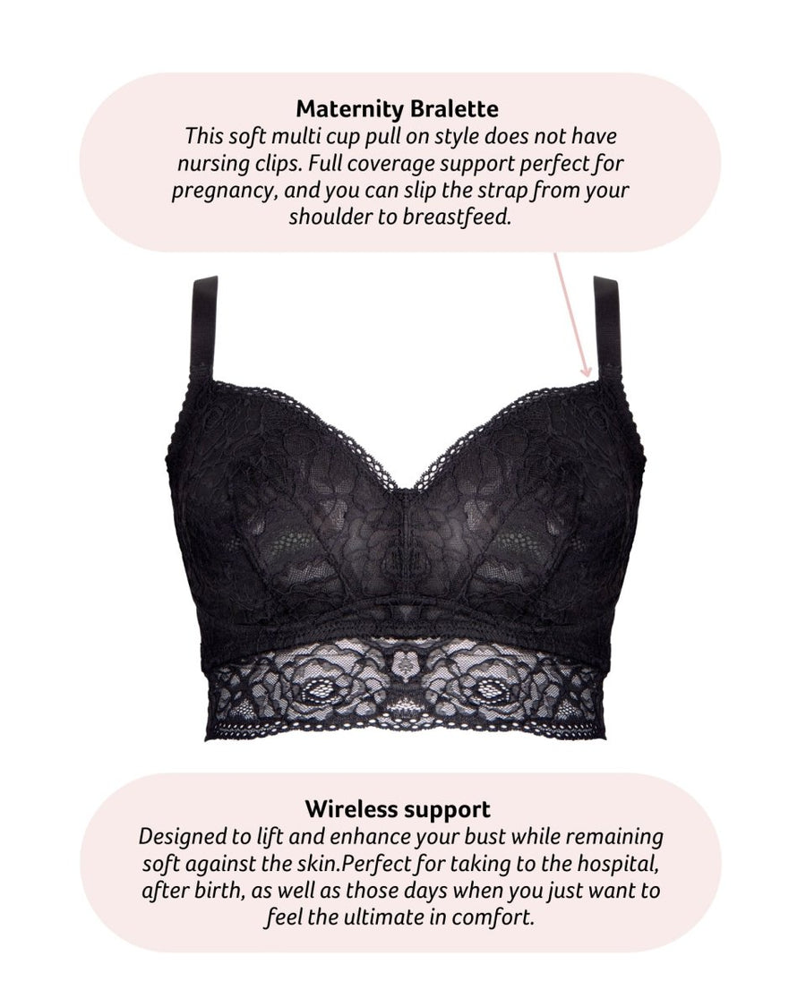 HEROINE BRALETTE BLACK MULTIFIT MATERNITY BRA - WIREFREE – Hotmilk UK