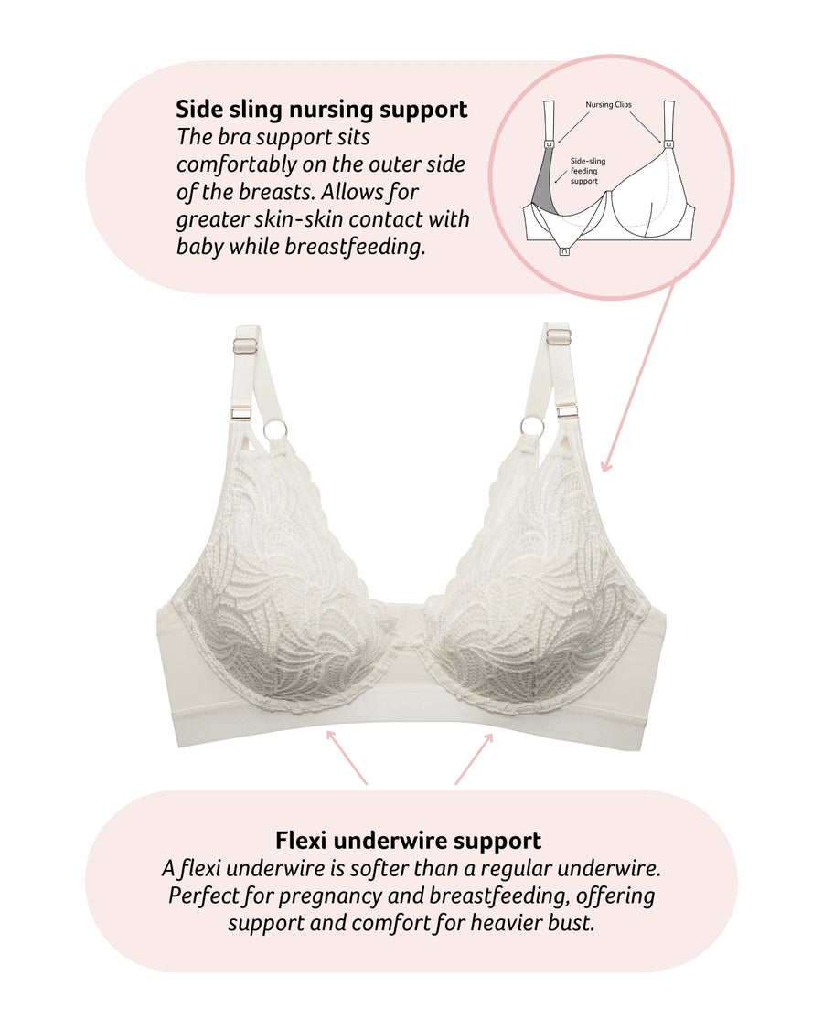 WARRIOR PLUNGE IVORY CONTOUR NURSING BRA - FLEXI UNDERWIRE – Hotmilk UK